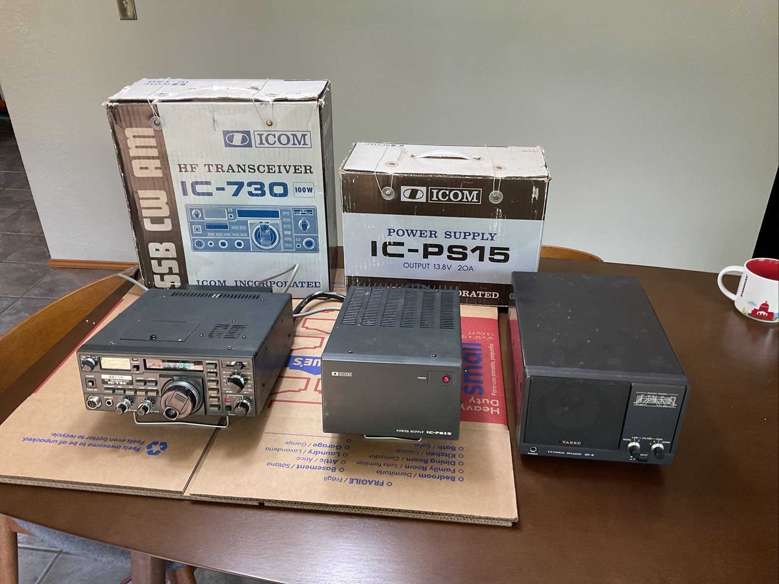 Icom IC-730 HF Transceiver with Icom IC- PS15 Power Supply SP-6 Speaker ...