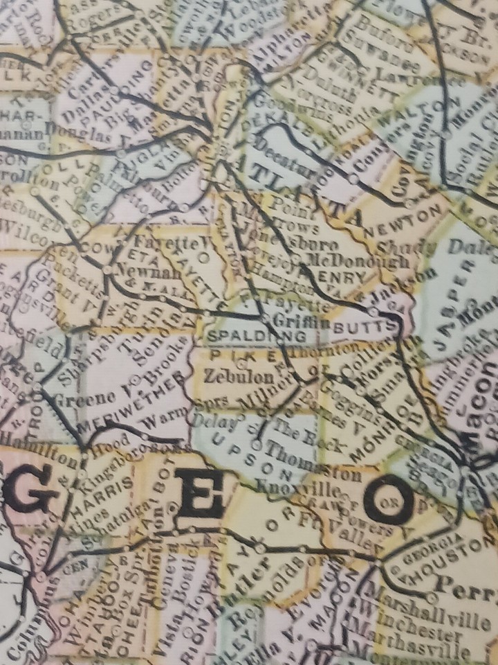 ~1884 State of Georgia Railroad & County Map By Rand McNally All Train ...