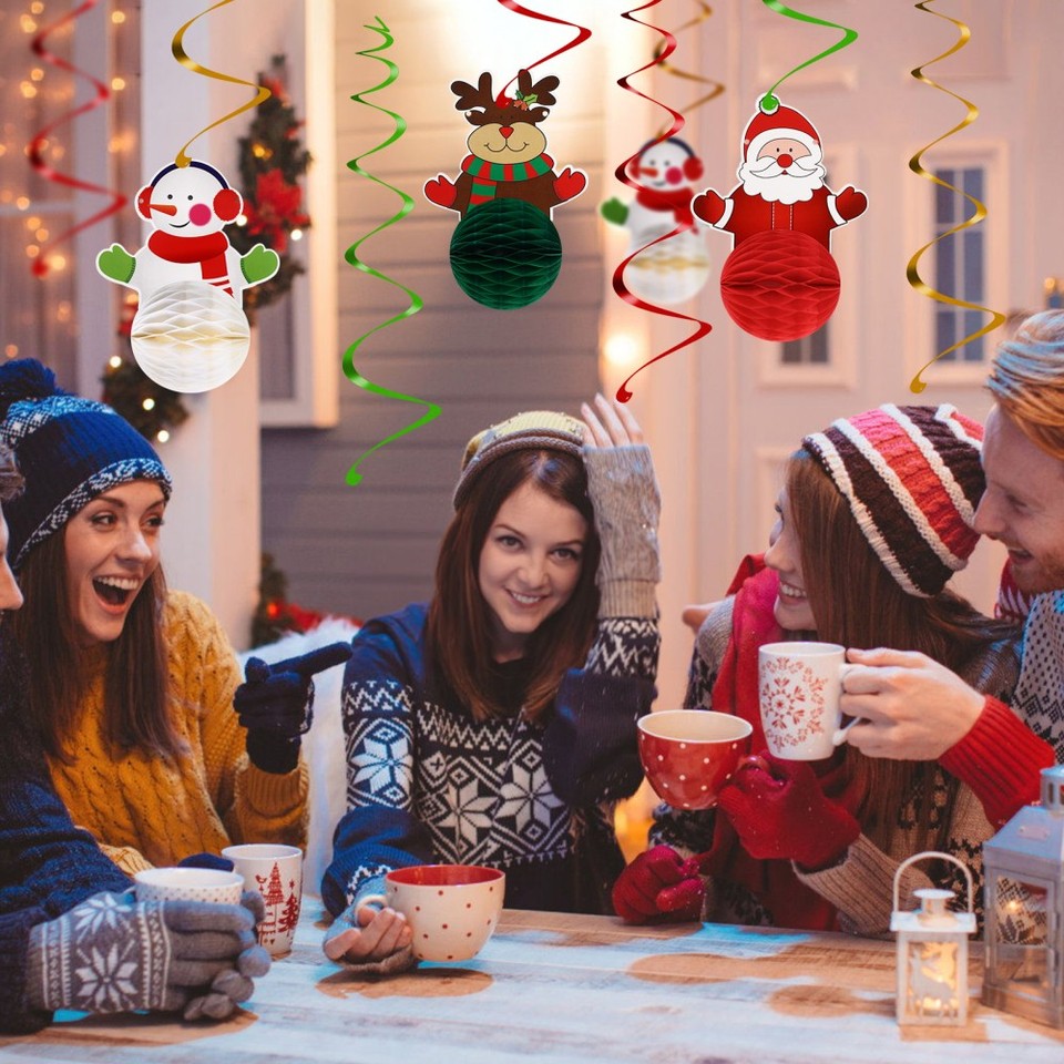 2 Sets Christmas Ornament Paper Banner Pendant Decoration Pendants ...