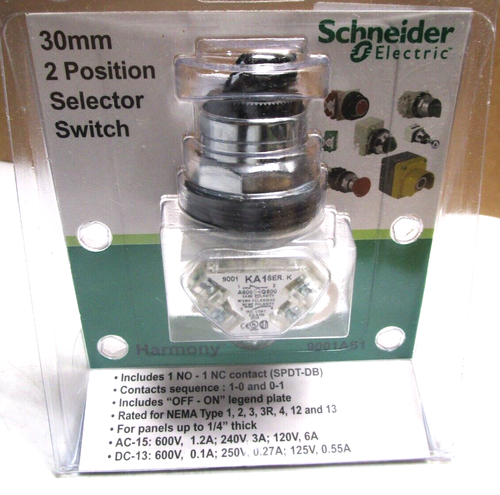SCHNEIDER ELECTRIC 30MM 2 POSITION SELECTOR SWITCH / 9001AS1 | eBay