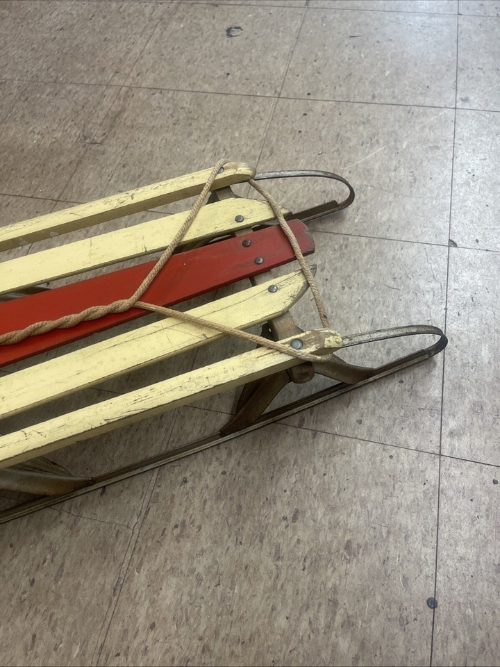 Vintage 1940's Red Rocket Sled w/ P-38 Lightning Plane Decal from WWII ...