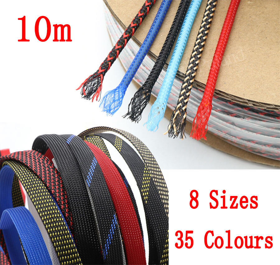 10m Expandable Braided Cable Sleeving 3~16mm Auto Wiring Harness Tidy ...