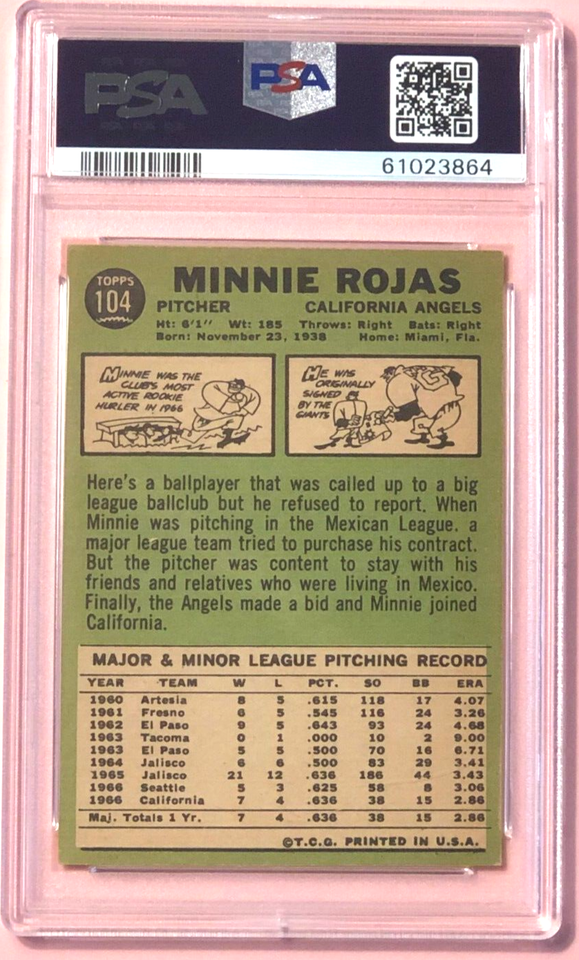 1967 Topps Baseball #104 Minnie Rojas - California Angels - PSA4 VG-EX ...