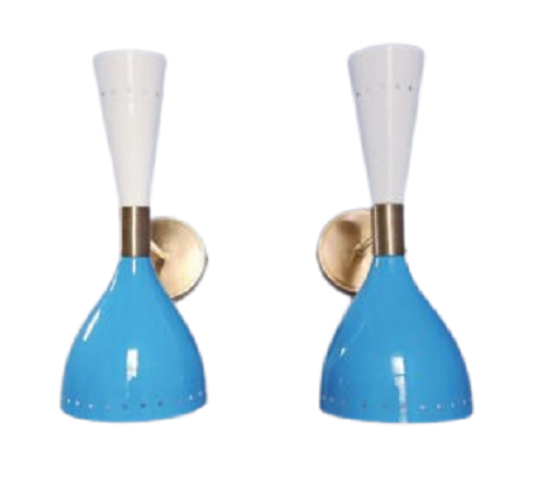 Modern Pair of Wall Sconce Diabolo Bedside Metal Brass Mid Century Wall ...