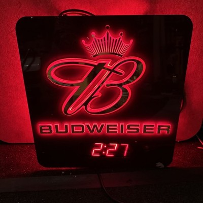 Budweiser Light Up Sign W/Clock Bar Neon Tech King Of Beer Vintage | eBay