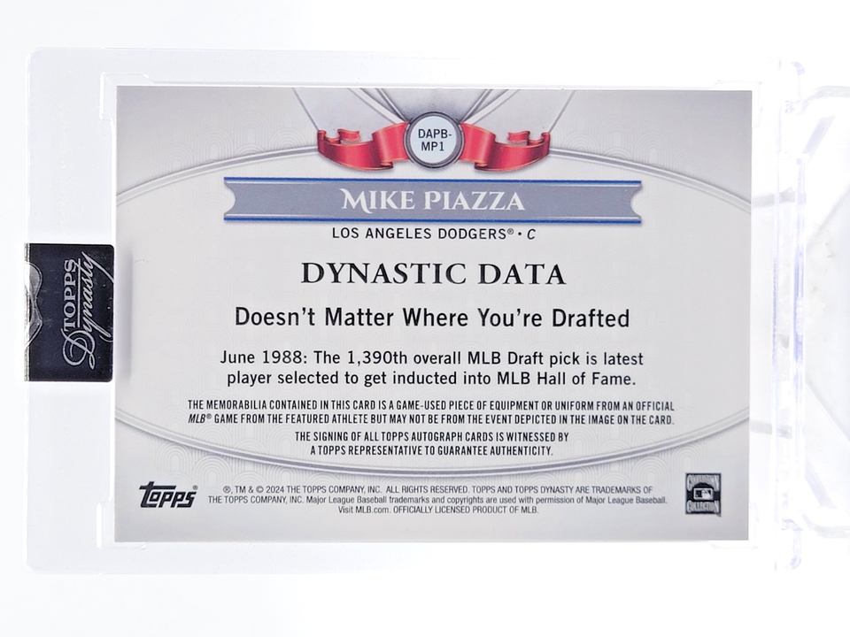 MIKE PIAZZA 2024 TOPPS DYNASTY PATCH AUTOGRAPH DYNASTIC DATA SILVER 1/5 ...