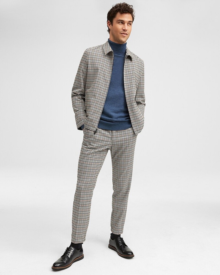 NEW EXPRESS $198 MULTI COLOR CHECKERED HARRINGTON SUIT JACKET SZ S ...