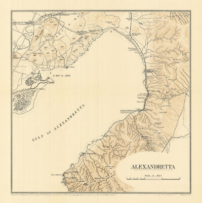 Alexandretta. Iskenderun. 1915. First World War. 1921 old antique map ...