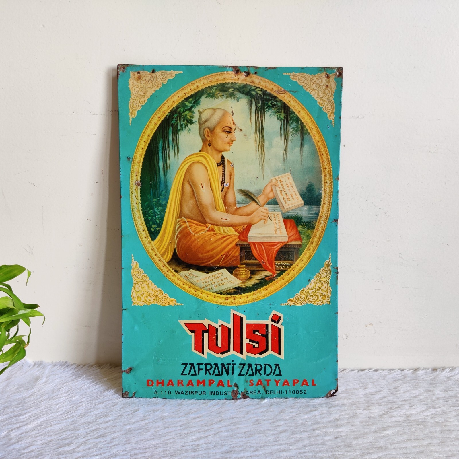 Vintage Rare Tulsi Zafrani Zarda Tobacco Poet Tulsidas Print Tin Sign ...