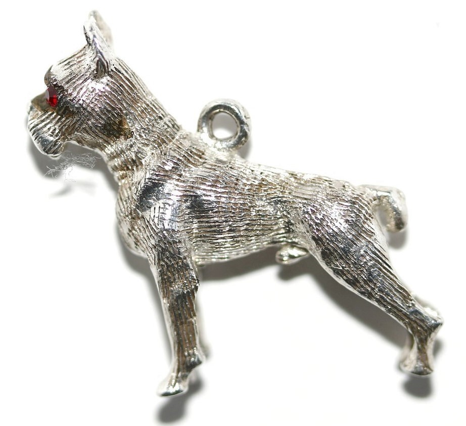 Vintage Sterling Silver Crystal Boxer Dog Bracelet Charm 6.4g | eBay