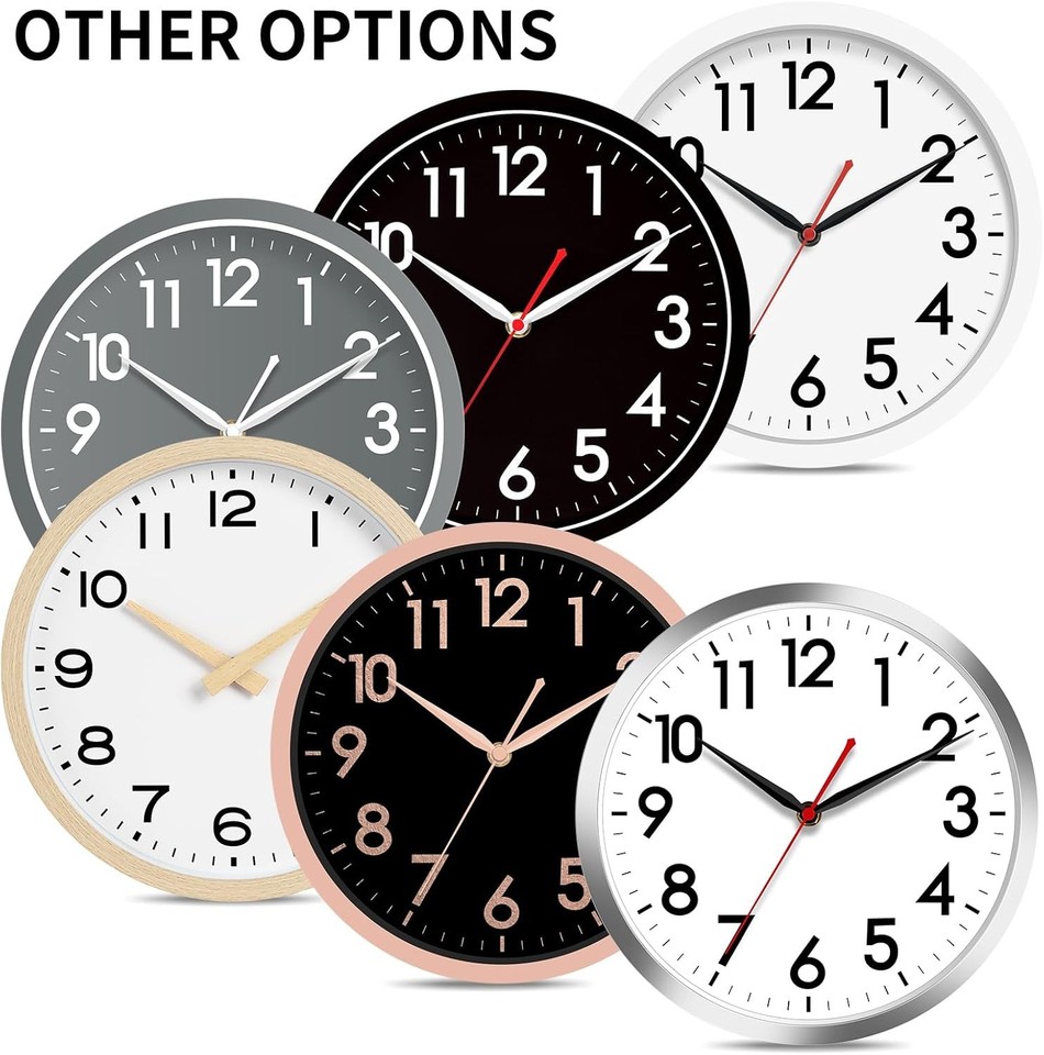 AKCISOT Wall Clock 10 Inch Silent Non-Ticking Modern Minimalist Black ...