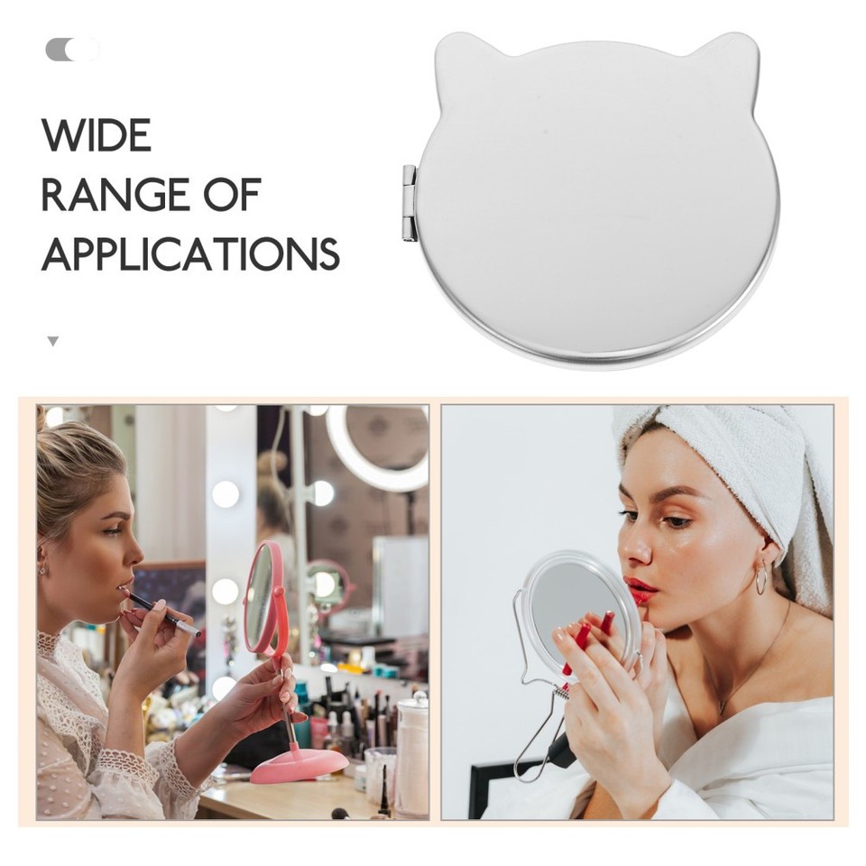 Stainless Steel Cat Makeup Mirrors Travel Pocket Mirrors Handheld ...