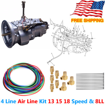 4 Line Air Line Kit For Eaton Fuller Transmission 13 15 18 Speed & 8LL ...