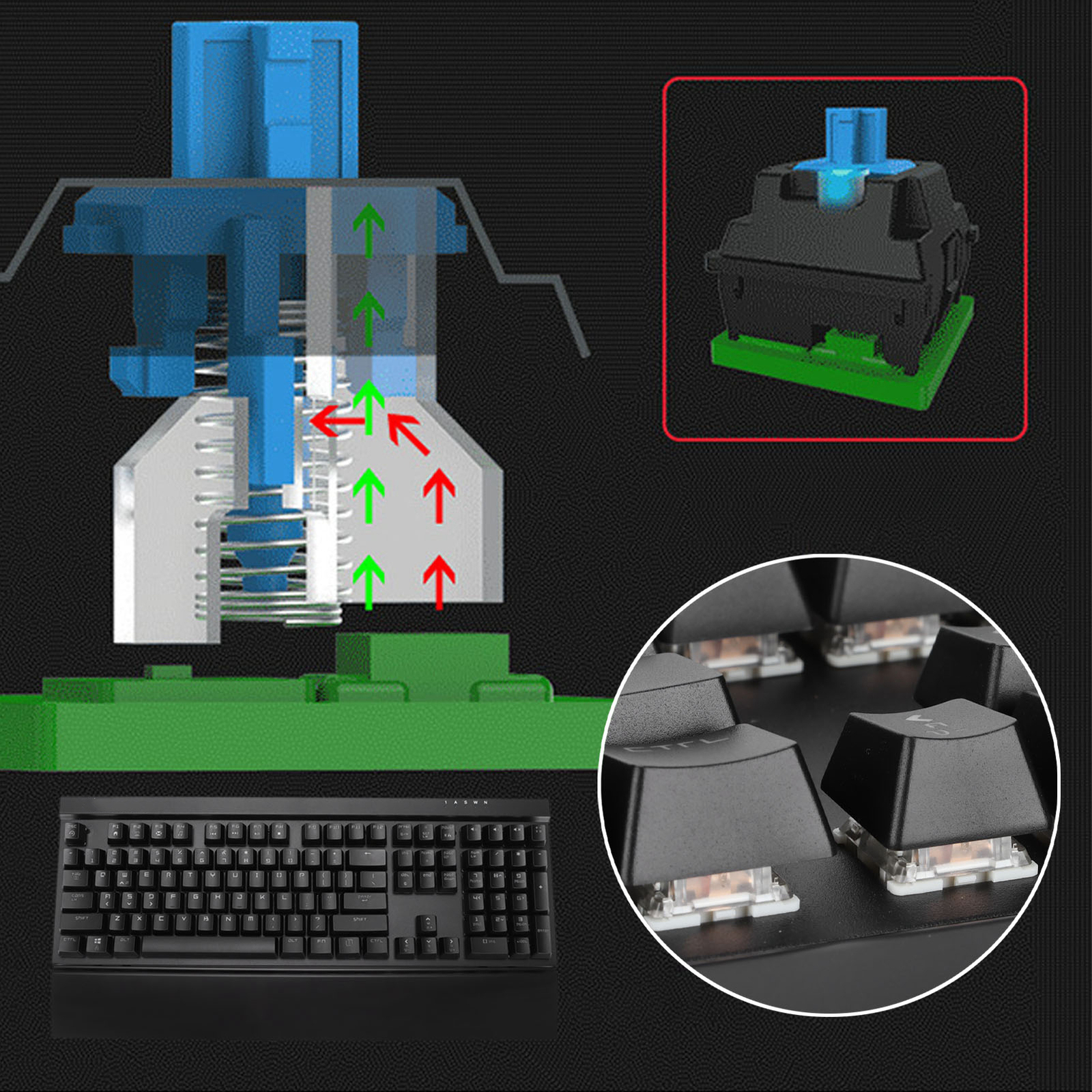 MAGICREFINER Mechanical Keyboard NKey Rollover Suspension Keycap 108 ...