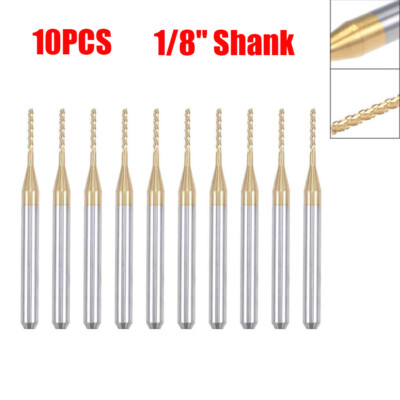 10pcs 1mm Titanium Coat Carbide End Mill Engraving CNC Router Bits 1/8 ...