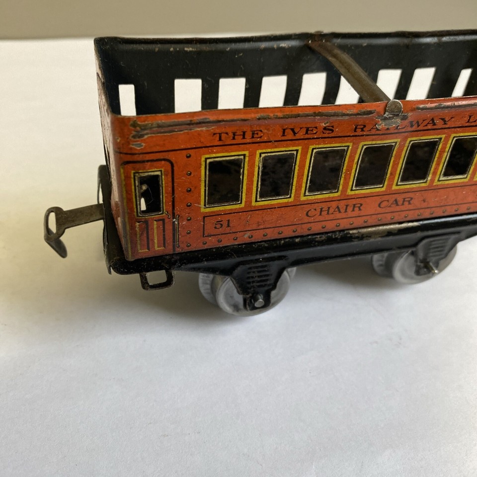 IVES O Gauge #51 Chair Car for PARTS OR RESTORATION Model Train Tin ...