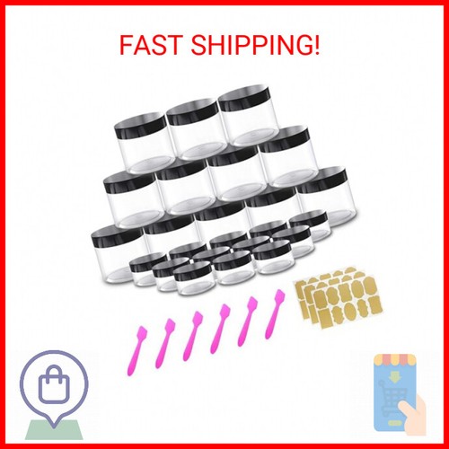 12 Pack 20g/20ml+12 Pack 4 oz Small Plastic Containers with Lids ...