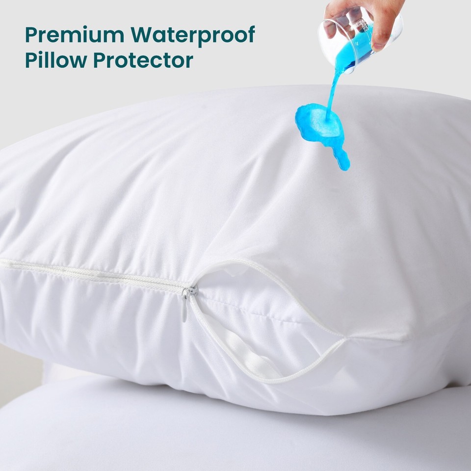 Zippered Pillow Case Standard Waterproof Pillow Protector Covers ...