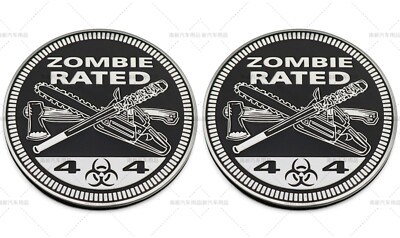 2pcs Metal ZOMBIE RATED 4x4 Automotive Fender Door Rear Round Badge 3D ...