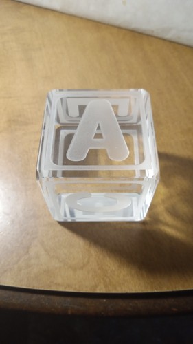 Etched Crystal Glass Baby Block ABC's 2" x 2" x 2" Nursery Decor ...
