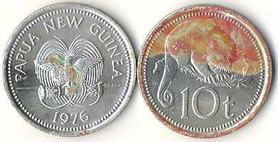 Set of 100 Papua New Guinea Km4(Wd) 10 Toea Coins - Water Damaged ...