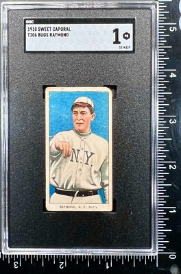 1909-11 T206, Arthur "Bugs" Raymond, SGC 1, Sweet Caporal back, NY ...