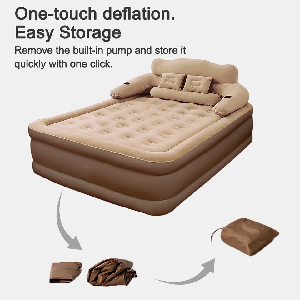 Inflatable High Raised Double King Size Air Bed Mattress with Pump ...