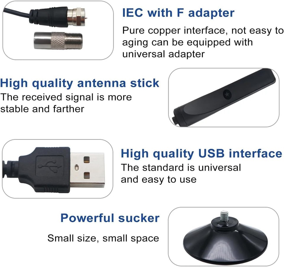 New 4K Rewave Antena, TV Antenna, Suction Cup TV Antenna Plug Play 3m ...