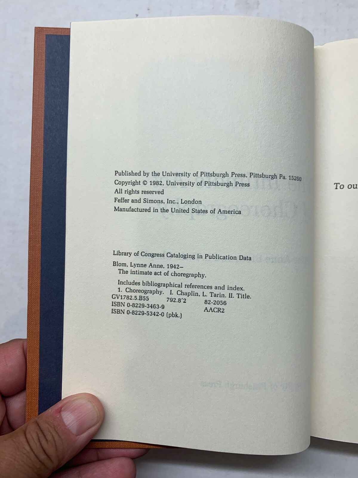 Intimate Act of Choreography by L. Tarin Chaplin, Alma M. Hawkins and ...