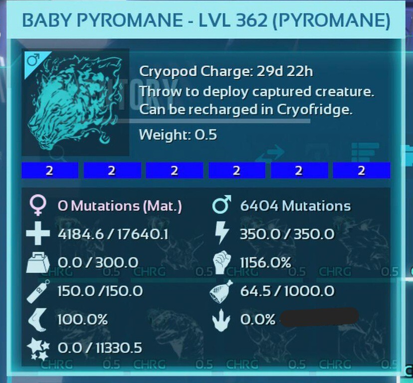 ARK ASCENDED PVE OFFICIAL PAIR BABY PYROMANE FULL BLUE TOP STATUS PC ...