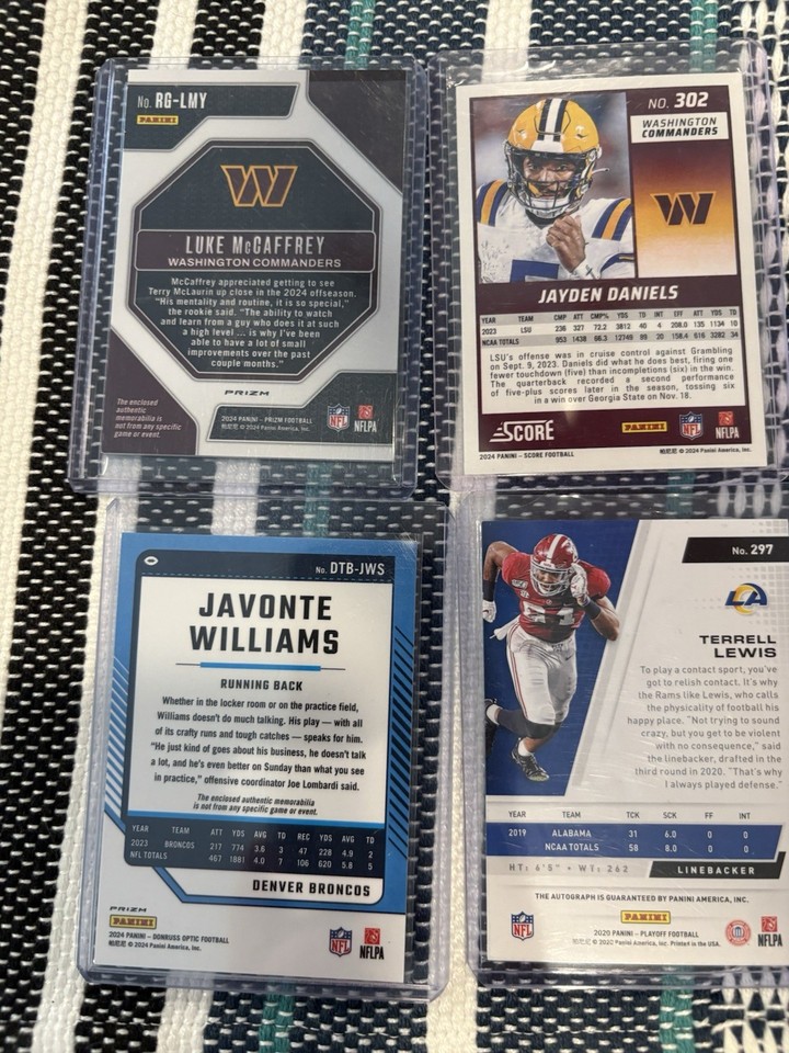 Auto Jersey RC Jayden Daniels Rookie McCaffery Javonte Williams Terrell ...