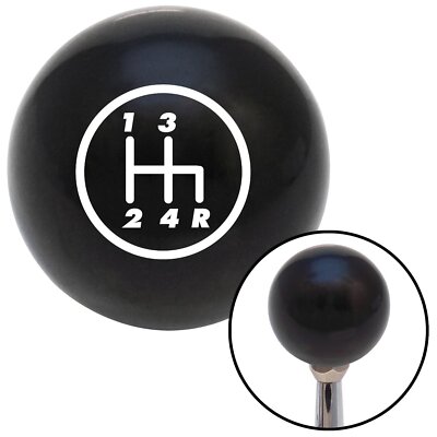 White 4 Speed Shift Pattern 4RDR Black Shift Knob with M16 x 1.5 Insert ...