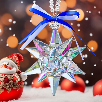 Crystal Shimmer Star Ornaments Crystal Snowflake Pendant Christmas Tree ...