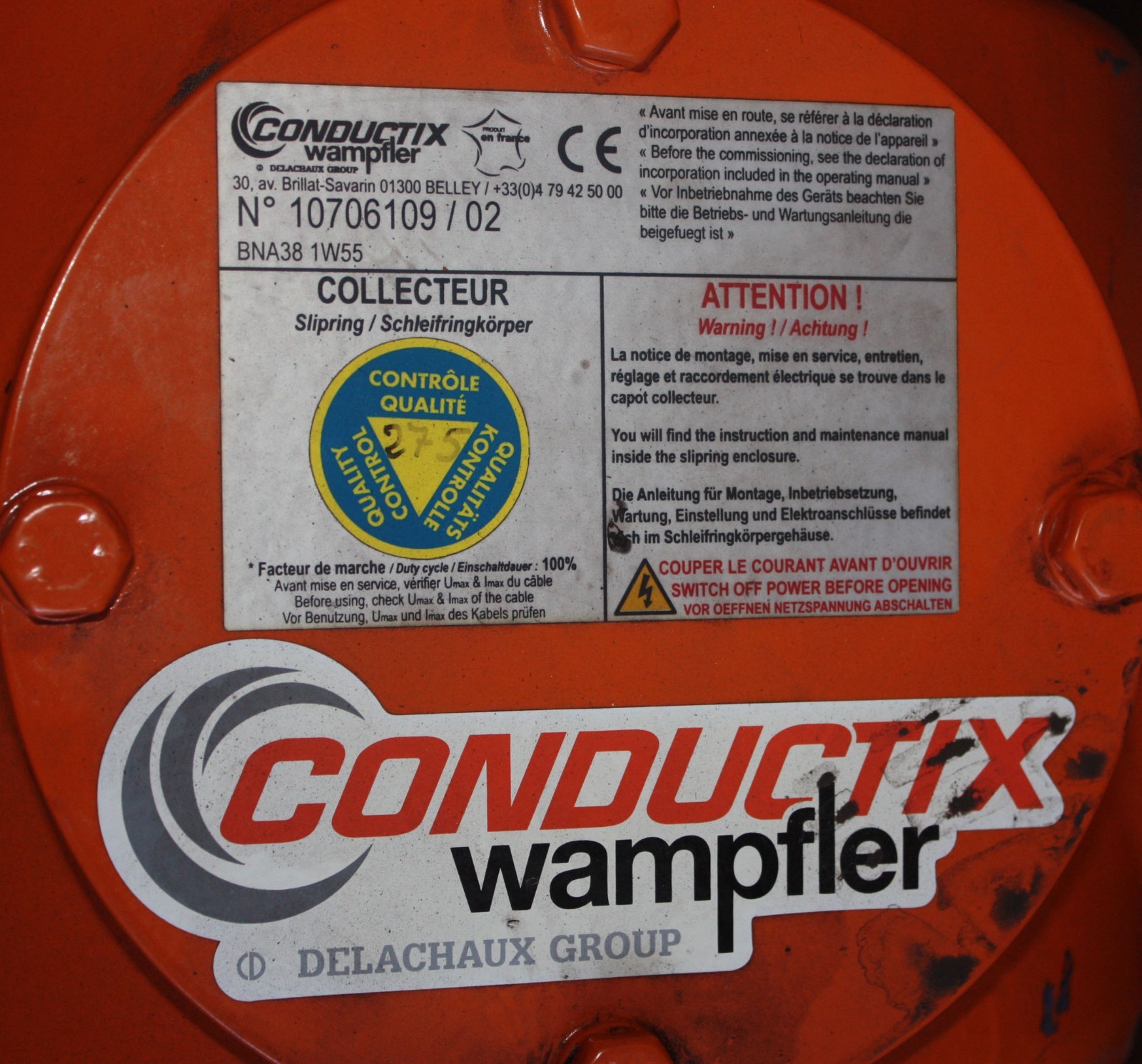 CONDUCTIX wampfler BNA38 1W55 Slipring MOTOR DRIVEN CABLE REEL MAGNETIC ...