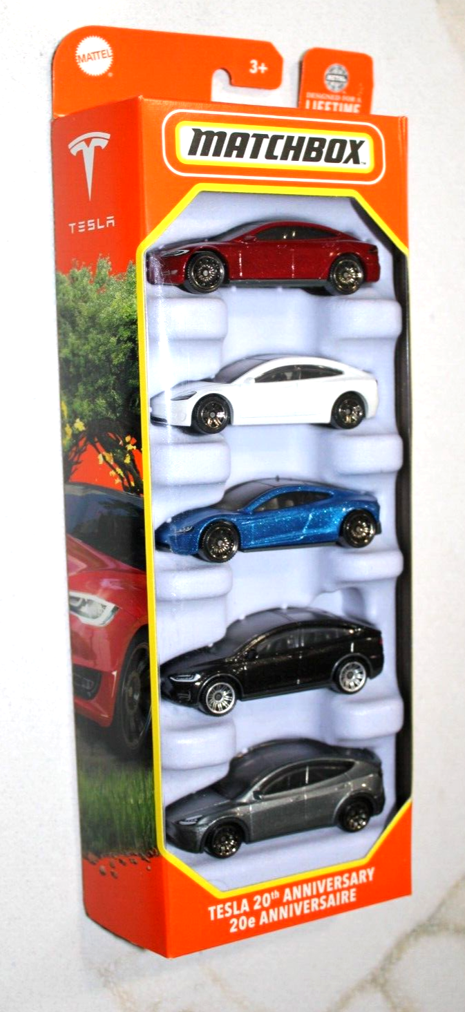 2024 Matchbox Tesla 20th Anniversary 5-Pack - Tesla Roadster & Model S ...