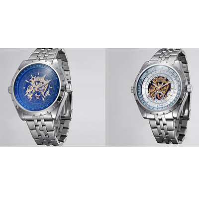 Jaragar Automatic Stainless Steel Case & Strap Skeleton Window Watch | eBay