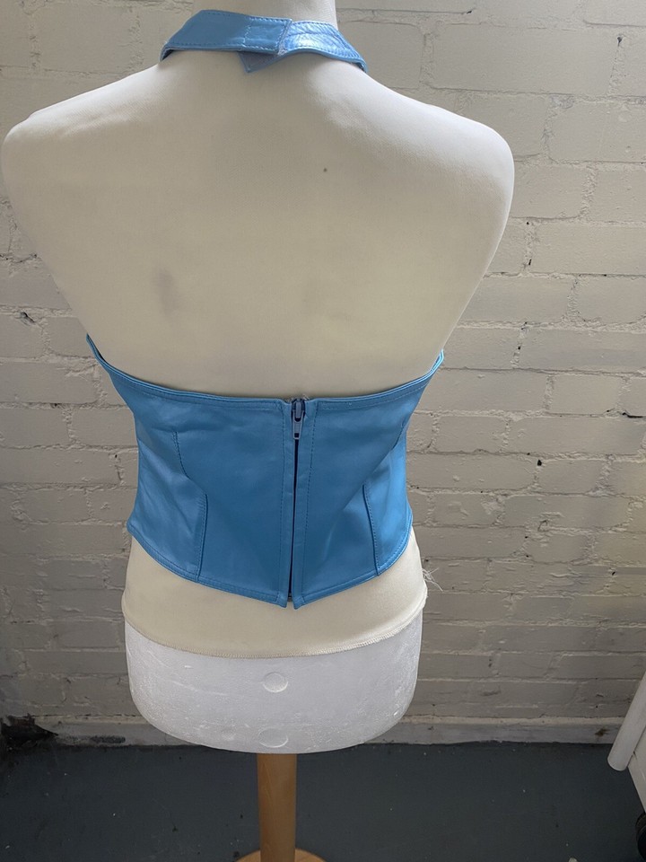 Blue Leather halter neck top Size 8,10 200pcs , | eBay