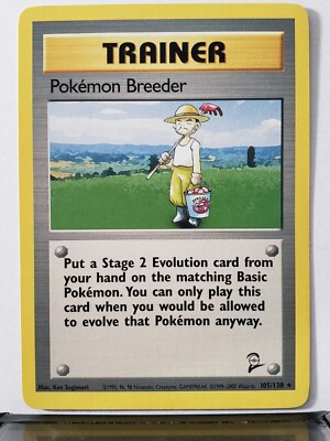 Pokemon Breeder 105/130 - NM - RARE Base 2 Set Pokemon Card - $2 Flat ...