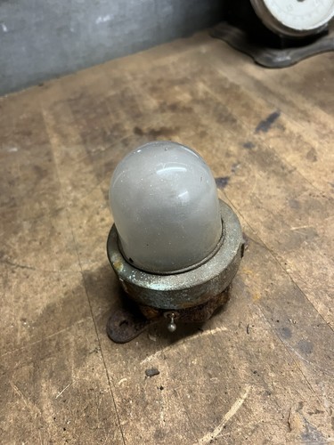 Vintage Old Gas Pump Electric Light Lamp Glass Brass Bezel Fixture Part ...