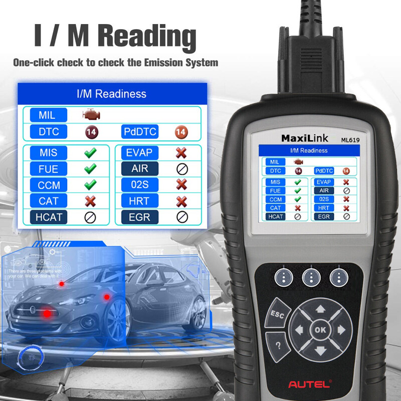 AUTEL ML619 Car Engine Scanner Tool Code Reader Clear Erase Codes OBD2 ...