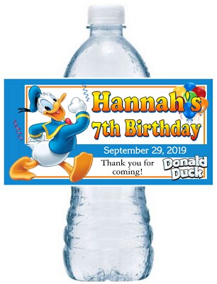 20 ~ DONALD DUCK BIRTHDAY PARTY FAVORS WATER BOTTLE LABELS | eBay
