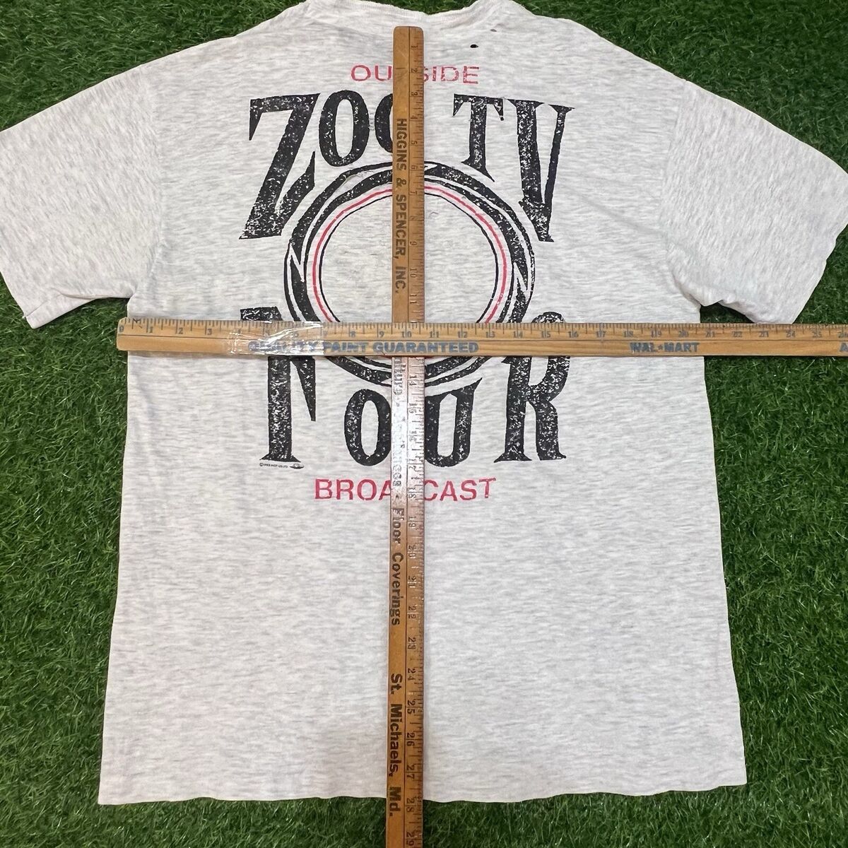 Vintage 1992 U2 Zoo Tv Tour Outside Broadcast Distressed T Vintage 1992 U2 Zoo Tv Tour Outside Broadcast Distressed T