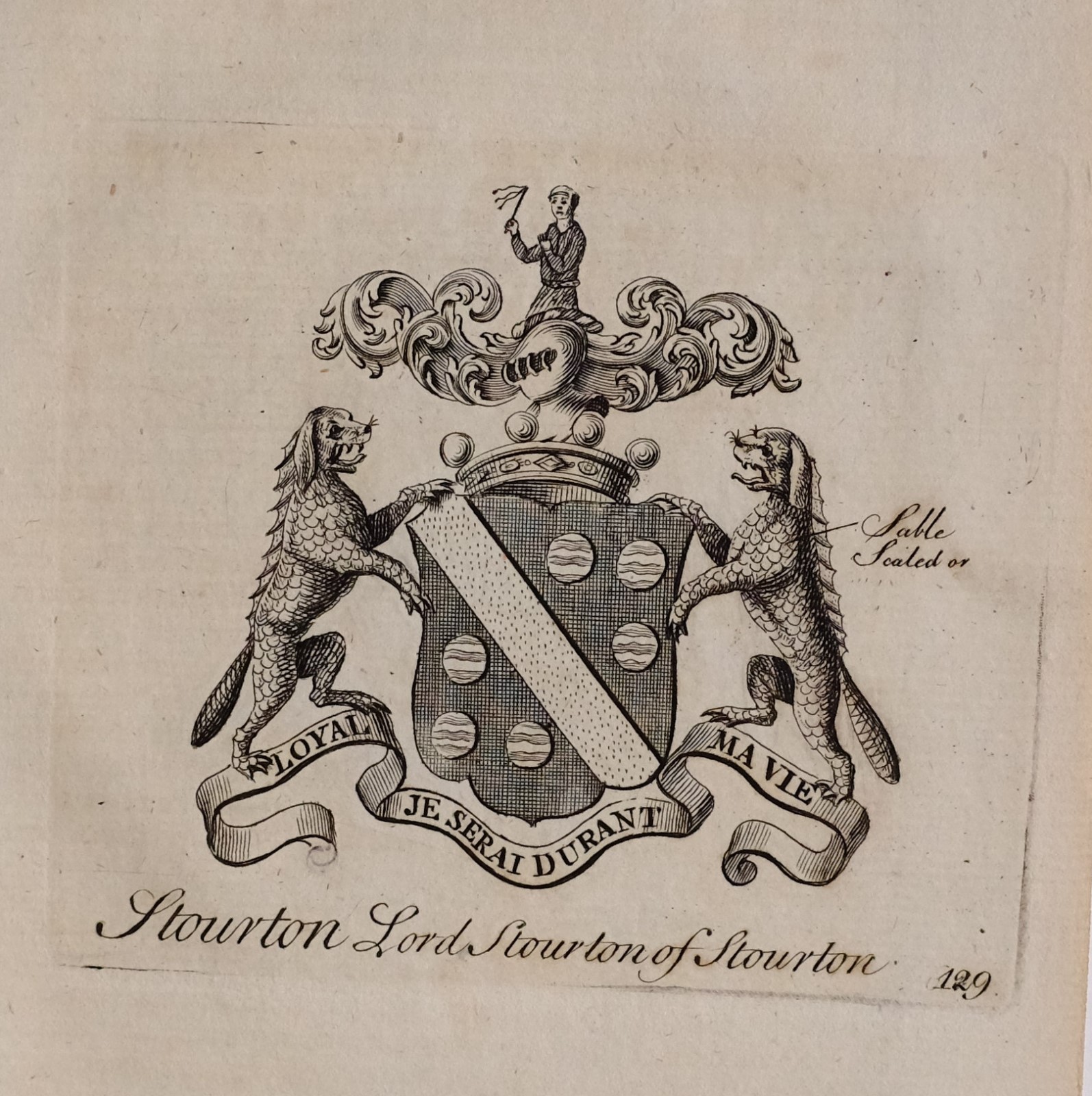 1779 ANTIQUE PRINT ~ STOURTON ~ FAMILY CREST COAT OF ARMS | eBay UK