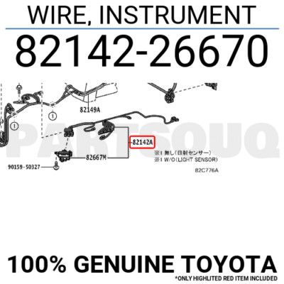 8214226670 Genuine Toyota WIRE, INSTRUMENT 82142-26670 | eBay