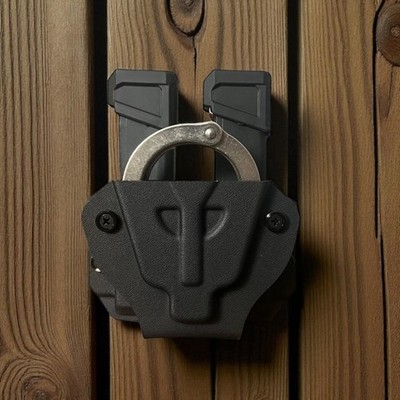 S&W Chained Handcuff + Dual Pistol Mag Carrier, Black, Molle-Lok, Glock ...
