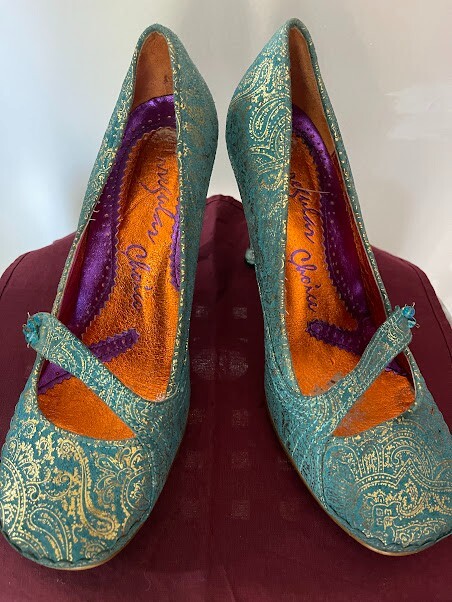 Womens Turquoise Glitter Heels