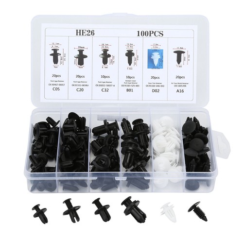 Auto Plastic Fasteners Kit Push Trim Pin Rivet Bumper Car Retainer ...