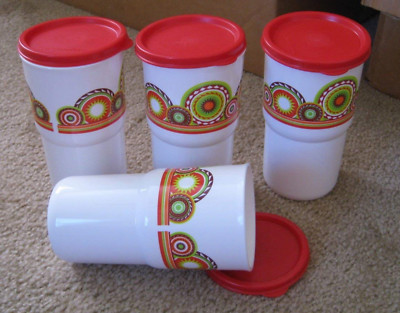 New Tupperware Tabletop Tumblers & Seals Set Fiesta Mexico Bi ...