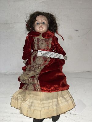 VERY RARE VTG 13” Minerva Germany Doll Human Hair, Glass Eyes,Cloth ...