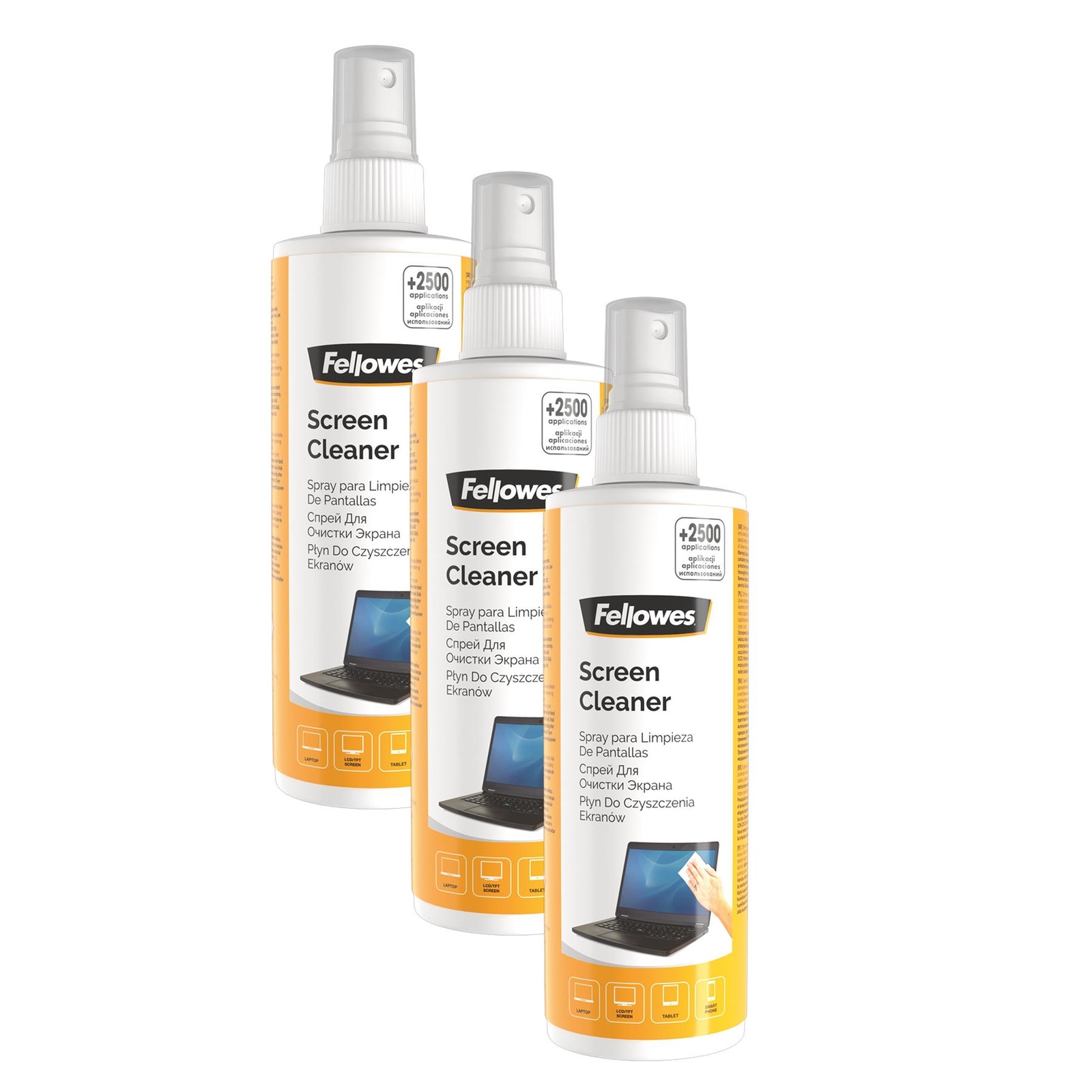 Fellowes Screen Cleaner Spray 250ml Screen Cleaning Fluid Pack of 3 ...